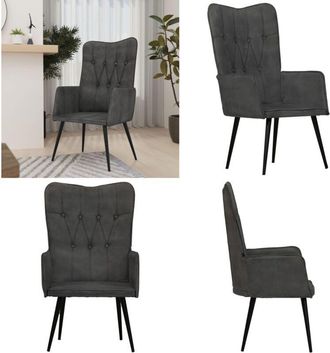 vidaXL Chaise à oreilles Noir Toile - Fauteuil Confortable - Chaise Relaxante - Chaise Design - Chaise Moderne - Chaise Noire - Home & Living