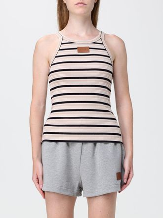 Fendi Top slim fit en coton &agrave; rayures avec fines bretelles et logo