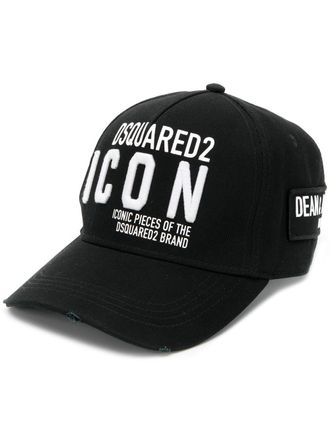 Dsquared2 ICONIC Baseballkappe mit besticktem Logo in Schwarz