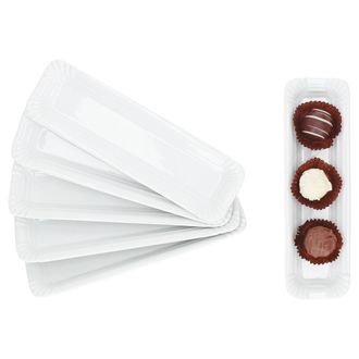 MamboCat 6er Set Pur Pappteller aus Porzellan I (LxB) 25,7x7,5cm I l&auml;nglicher Teller mit Papp-Optik & Relief f&uuml;r Sushi, Antipasti, Pralinen & Co I Wiederverwen