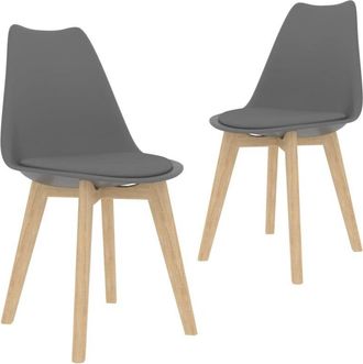 vidaXL Chaises &agrave; manger lot de 2 Gris Plastique Vidaxl