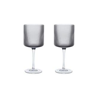 Ferm Living Verre à vin rouge Ripple - Gris - Verre soufflé à la bouche - Designer Trine Andersen