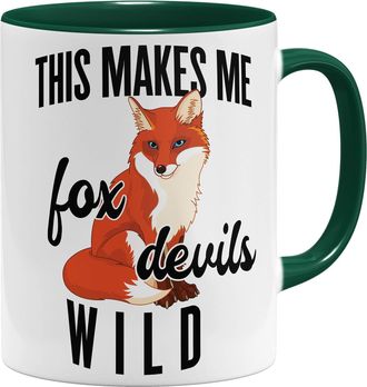 OM3 This makes me fox devils wild - Denglisch Tasse mit Spruch - Keramik Becher - 11oz 325ml - Beidseitig Bedruckt - Grün