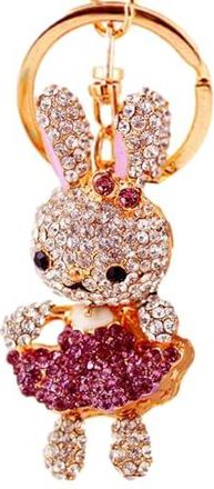 Generic Porte-cl&eacute;s en forme de lapin pour sac &agrave; dos, porte-cl&eacute;s pour homme et femme avec strass, violet, Consulte la descripci&oacute;n