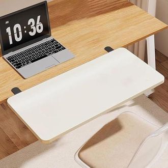 Generic Plateau de Clavier en Bois, rallonge Bureau Ergonomique, Installation sans per&ccedil;age, Plateau, Extension(White,60 * 20cm)