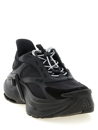 Fendi Womens Black Calfskin Athletic Sneakers