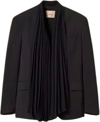 Twinset Femme, Vestes, Noir, Taille: 40 FR Giacca in cr&ecirc;pe fusciacca pliss&eacute;