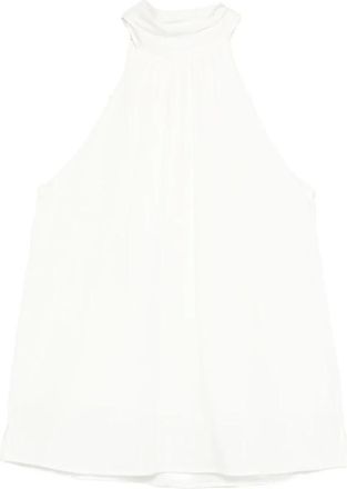 Nouvelle/Silk95Five Femme, Tops, Blanc, Taille: 36 FR Haut sans manches &agrave; col montant et pliss&eacute;