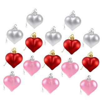 Artibetter 36 St&uuml;ck Herzf&ouml;rmige H&auml;ngende Ornamente 45cm Kunststoff Bruchsicher Rote Silber Pink Valentinstags und Weihnachtsdeko f&uuml;r Zuhause Party