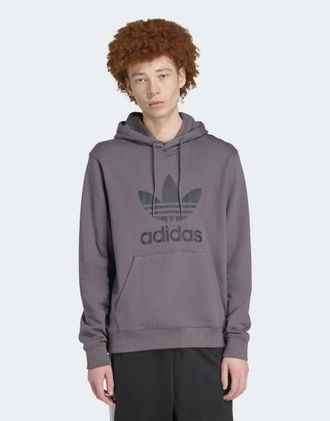 adidas Originals adicolor Classics - Sweat à capuche avec logo trèfle - Gris strate
