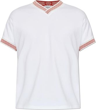 Versace Homme, Tops, Blanc, Taille: S T-shirt &agrave; col en V