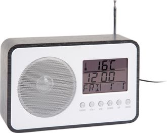 Karlsson Wecker Fm Radio - Schwarz - 19.2x6.6x12.5cm - Rechteck - MDF - Wecker f&uuml;r Schlafzimmer