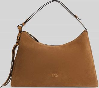 Tommy Hilfiger Henkeltasche aus echtem Veloursleder mit Label-Detail