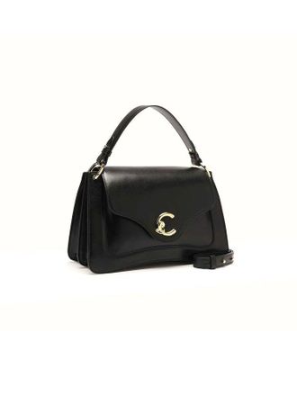 Coccinelle Womens Top Handle Bag Black Calf Split - Top-Handle-Bags
