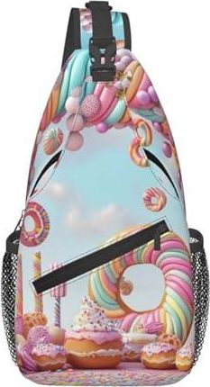 Generic Sac &agrave; dos &agrave; bandouli&egrave;re 3D pour homme - Bonbons et ballons - Sac &agrave; dos de randonn&eacute;e