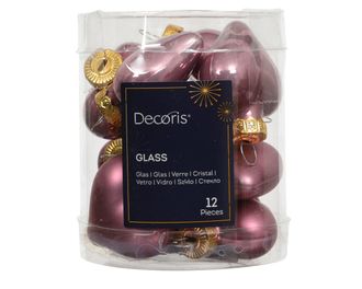 Kaemingk Christbaumschmuck Herzen Glas 4cm x 12 St&uuml;ck - Glasherzen Christbaumkugeln Weihnachtskugeln Weihnachten - Weihnachtsbaumschmuck - Vintagerosa