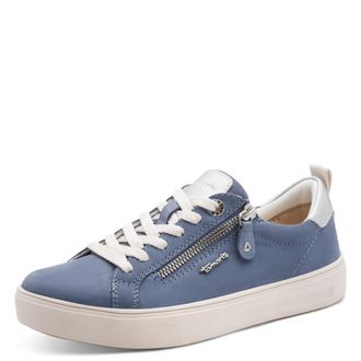 Tamaris Comfort Damen Sneaker flach mit Rei&szlig;verschluss Freizeit, Blau (Denim Nubuc), 42 EU