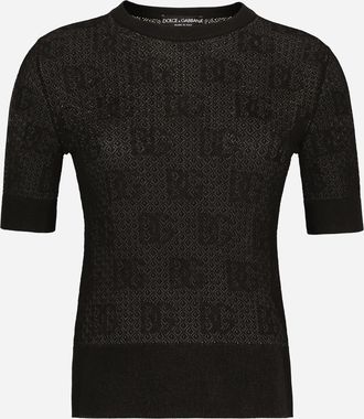 Dolce & Gabbana Pullover Im Ajourmuster Dg-jacquardlogo Aus Viskose - Frau Strickwaren Schwarz 40
