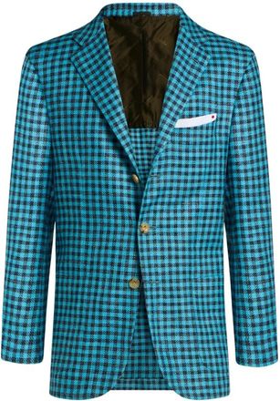 Kiton Homme, Vestes, Bleu, Taille: L Veste crois&eacute;e &agrave; carreaux Fine Blend