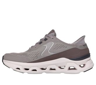Skechers Damen Glide-Step Atlus Slip-ins für Freihändige Hände Sneaker, Dark Taupe Synthetic/Mesh/Trim, 38.5 EU