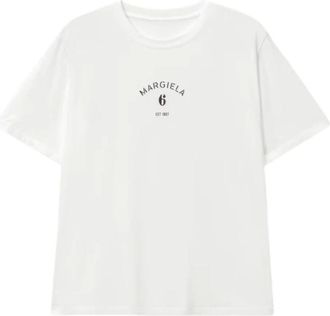 Maison Margiela T-Shirt avec Logo Imprim&eacute; - Homme - Tops - Blanc - Taille: XL