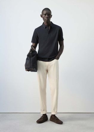 Mango Jean 100 % coton regular-fit cropped blanc cass&eacute; - Homme - 38 - MANGO MAN