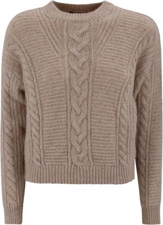 Max Mara Femme, Pulls, Beige, Taille: 40 FR Pull court avec fibres métalliques