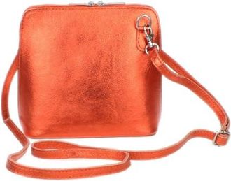Girly HandBags Femme Cuir véritable métallique Cross Body Sac à bandoulière Orange