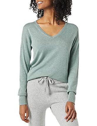 Amazon Essentials Pull Tunique Léger À Manches Longues Et Col En v (Disponible En Grande Taille) Femme, Vert Sauge Chiné, XXL