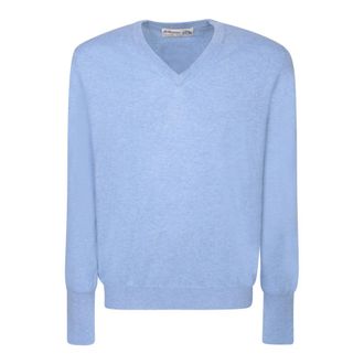 Ballantyne Blauer V-Ausschnitt Pullover Aw23 - - Knitwear - Herren - Blau - 3XL