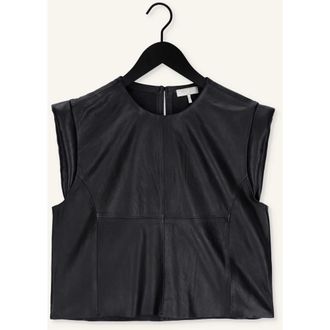 Notes du Nord Debbie Leder Top - - Tops - Damen - Schwarzk - XS