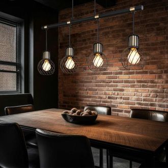 Globo Lighting Lampe à suspendre Lampe à suspendre Lampe de salle à manger Lampe de table, 4 flammes, métal noir or, 4x E27 douilles, LxlxH 87x12x120cm