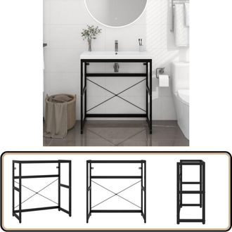 vidaXL Badezimmer Waschtischgestell Schwarz 79x38x83 cm Eisen - Badezimmerm&ouml;bel - Waschtischgestell - Eisen - Schwarz - Pulverbeschichtet