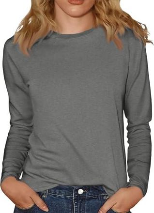 Generic Haut de sortie pour femme - Haut habill&eacute; &agrave; col roul&eacute; de couleur pure - Confortable - Col rond - L&eacute;ger et doux - Chemisier d&eacute;contract&eacute; polyvalent pour 