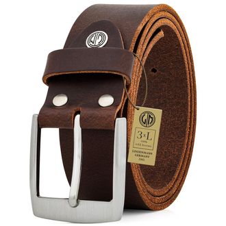 Lindenmann Gürtel Herren Büffelleder 40 mm braun, Farbe/Color:braun, Size US/EU:Bundweite 135 cm Gesamtlänge 150 cm W 53 XXXXL