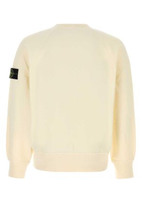 Stone Island Mens Ivory Cotton Sweatshirt Exterior: Felpe Sweater