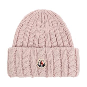 Moncler Femme, Accessoires, Rose, Taille: ONE Size Bonnet avec &eacute;cusson logo