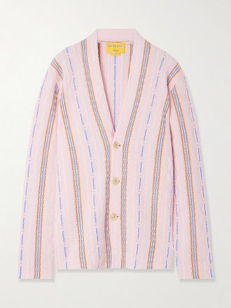 Guest In Residence Baja Striped Cashmere Cardigan - Pink