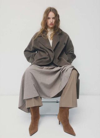 Mango Bottines pointues en daim marron moyen - Femme - 35 - MANGO