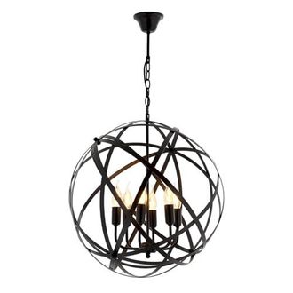 Opviq Modern Industrial Chandelier, Black Metal Body, 90 cm Height x 50 cm Diameter, 6 x E14 Max 40W | Stylish Lighting for Home & Office Spaces
