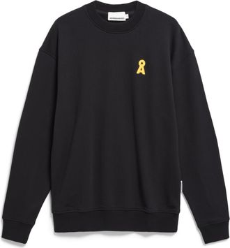 Armedangels Herren Sweatshirt aus Bio-Baumwolle EMAAL Crewneck Iconic &Aring; Relaxed Fit Black
