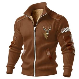 Generic Cardigan d&eacute;contract&eacute; doubl&eacute; en polaire avec fermeture &eacute;clair, manteau dhiver &eacute;pais pour les activit&eacute;s de plein air en automne et en hiver, BW2, XXL