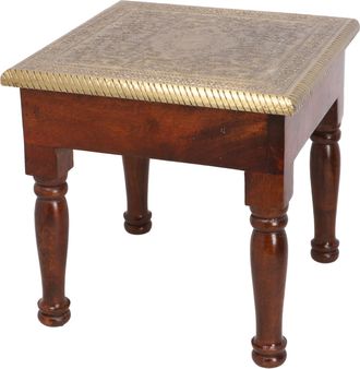 Guru Shop Minitisch, Beistelltisch, Blumenbank mit Messingdekoration - Modell 102, 30x30x30 cm