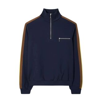 Tory Burch Femme, Sweatshirts et sweats &agrave; capuche, Bleu, Taille: 40 FR Side-Stripe Detail SweaT-shirt