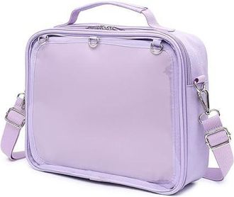 Generic Oxford Ita Bag Sac &agrave; dos &agrave; bandouli&egrave;re avec fen&ecirc;tre transparente pour afficher les &eacute;pingles, badge, sac pour les fans danime, violet, 10.6inch