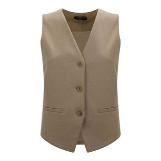 Max Mara Femme, Vestes, Beige, Taille: 40 FR Gilet en maille lisse