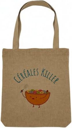 Fabulous Sac Shopping Tote Bag Aspect Lin - C&eacute;r&eacute;ales Killer Jeu de Mot Enfant Petit d&eacute;j - Sac de Courses Toile Epaisse 360g Beige Naturel Cabas Port&eacute; Epaule So