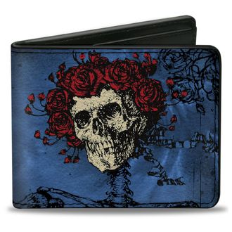 Buckle Down Herren Wallet Skull Grateful Dead/Roses Blues/Black/red Zweifalten-Geldb&ouml;rse, Mehrfarbig, 4.0 x 3.5
