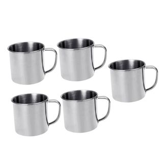 Cabilock Edelstahl Schnapsbecher 5 St&uuml;ck Trinkbecher Mit Henkel Rutschfest Rostfrei Glatte R&auml;nder Haushalt Kinderbecher