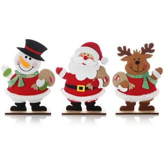 Com-Four 3X Weihnachtsdeko aus Filz - dekorativer Aufsteller - weihnachtliche Tischdekoration - Gruppe von klassischen Filzfiguren (Gruppe - bunt)